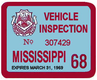 Mississippi : Bob Hoyts Classic Inspection Stickers | Add a Final Touch ...