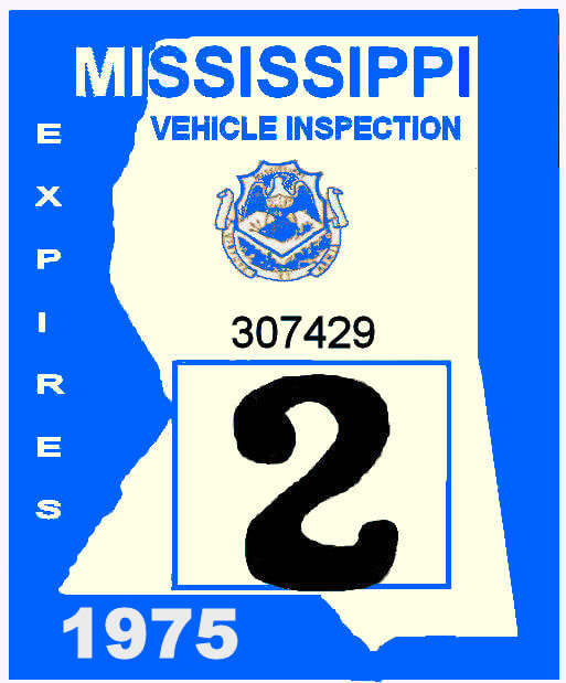 1975 Mississippi Inspection sticker : Bob Hoyts Classic Inspection ...