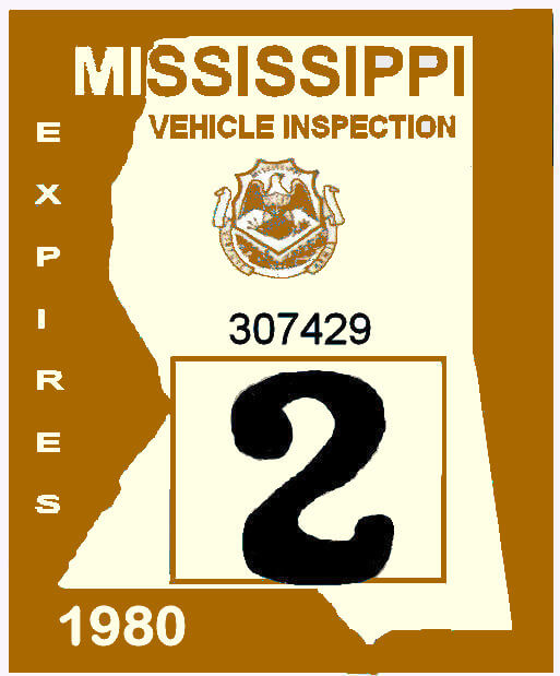 1980 Mississippi Inspection sticker : Bob Hoyts Classic Inspection ...