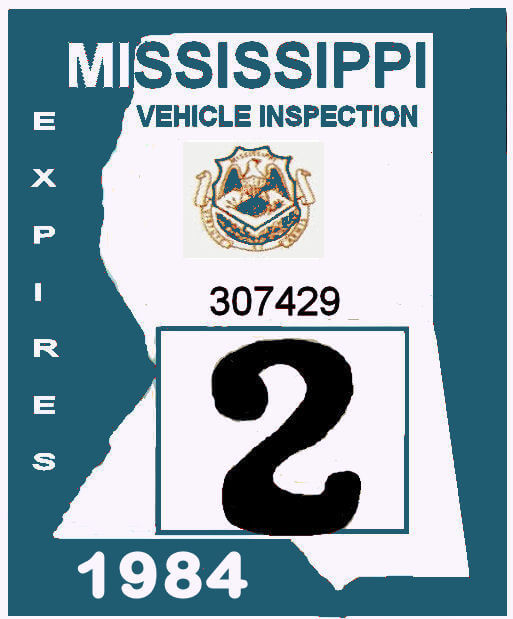1984 Mississippi Inspection sticker : Bob Hoyts Classic Inspection ...