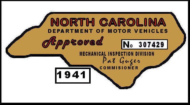 1940 NC Inspection Sticker : Bob Hoyts Classic Inspection Stickers ...