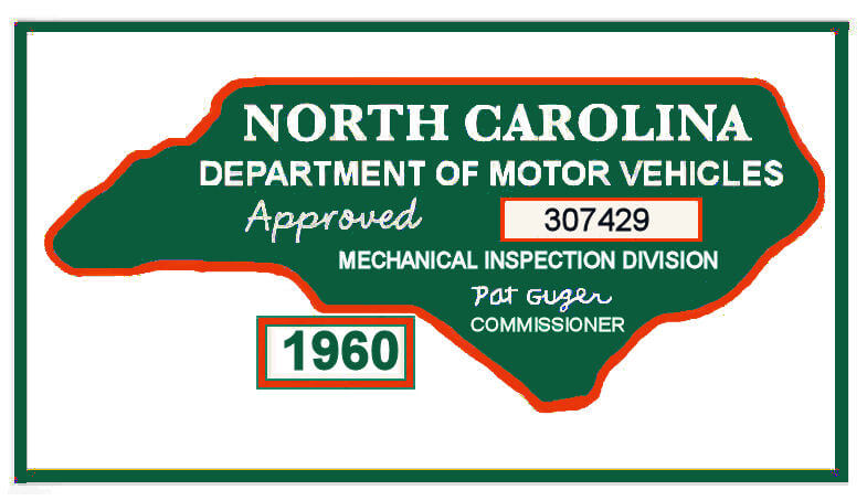 1960 NC Inspection Sticker (Estimate) : Bob Hoyts Classic Inspection ...