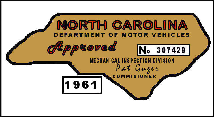 1961 NC Inspection Sticker (Estimate) : Bob Hoyts Classic Inspection ...