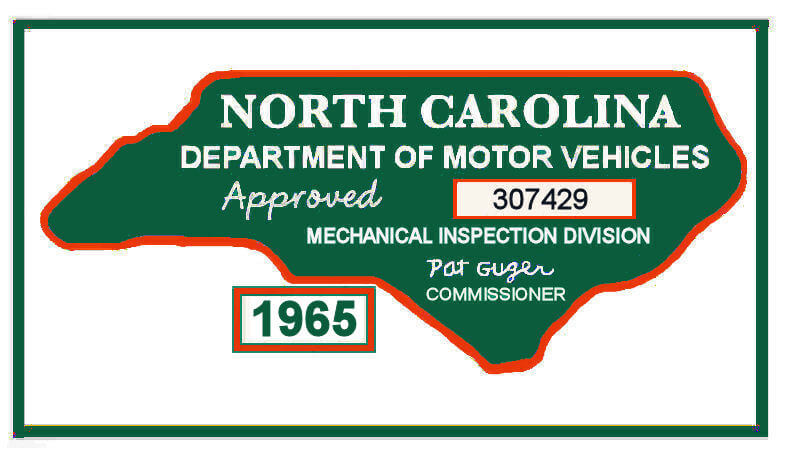 1965 NC Inspection Sticker (Estimate) : Bob Hoyts Classic Inspection ...