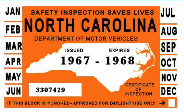 1967-68 North Carolina Inspection Sticker : Bob Hoyts Classic ...
