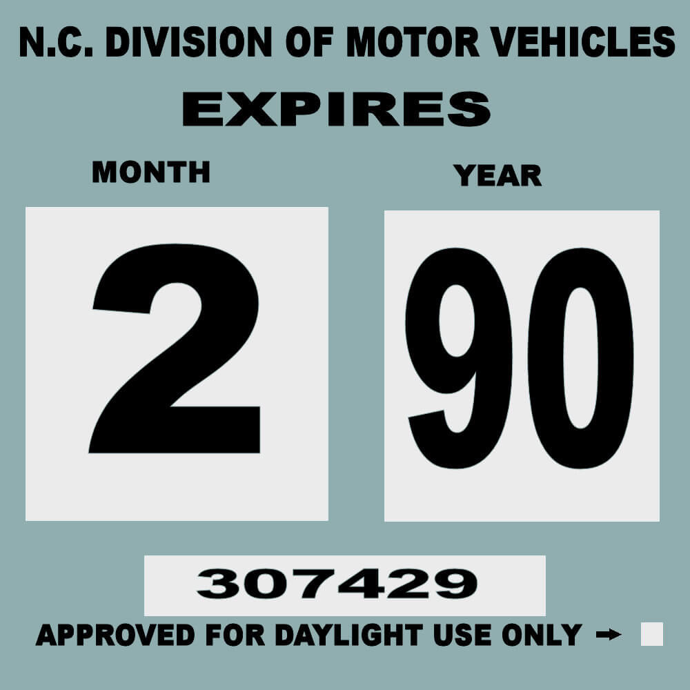 1990 North Carolina Inspection sticker : Bob Hoyts Classic Inspection ...