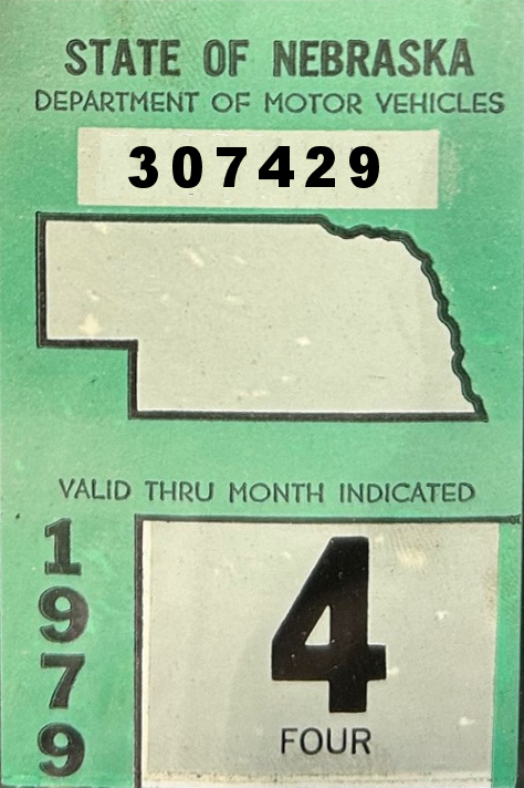 1979 Nebraska, Registration sticker : Bob Hoyts Classic Inspection ...
