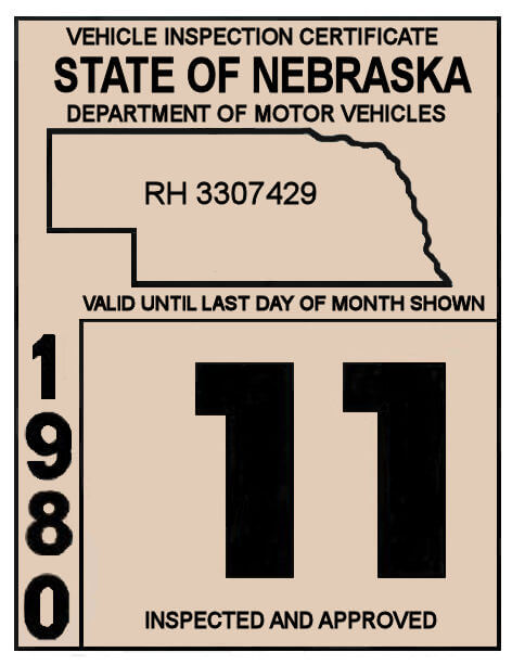 1980 Nebraska INSPECTION Sticker : Bob Hoyts Classic Inspection ...