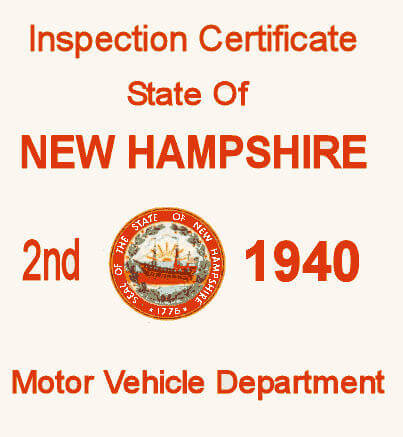 1940 New Hampshire INSPECTION Sticker 2nd : Bob Hoyts Classic ...