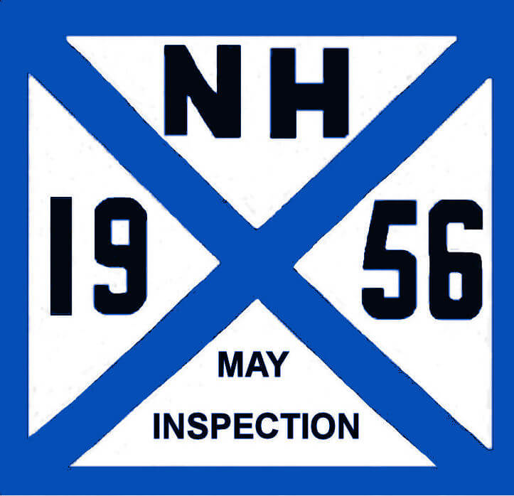 1956 New Hampshire inspection sticker : Bob Hoyts Classic Inspection ...
