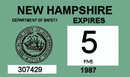 1986-87 New Hampshire inspection sticker SMALL : Bob Hoyts Classic ...