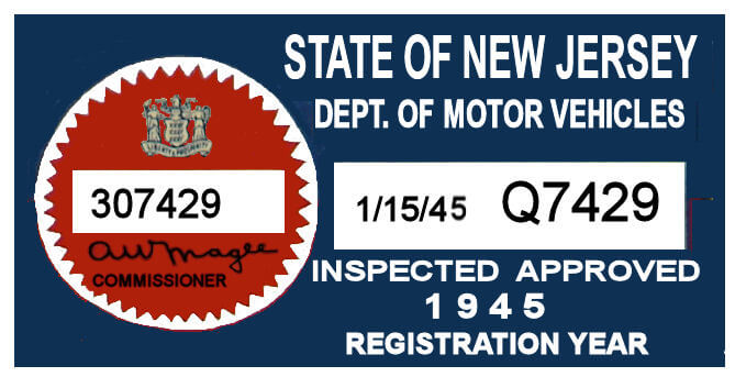 1945 New Jersey Inspection Sticker : Bob Hoyts Classic Inspection ...