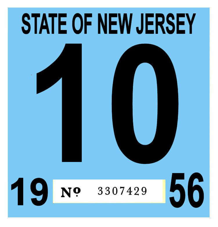 1956 New Jersey INSPECTION Sticker : Bob Hoyts Classic Inspection ...