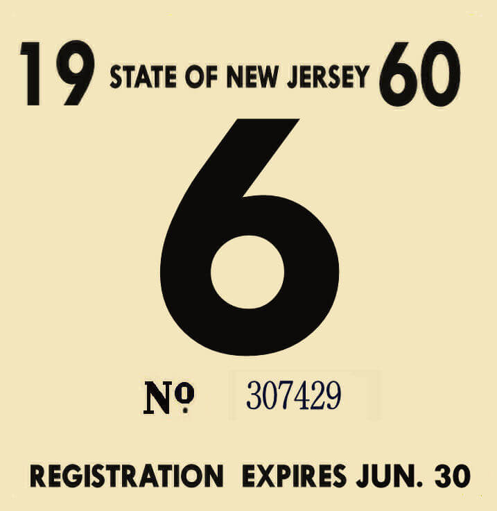 1960 New Jersey INSPECTION Sticker : Bob Hoyts Classic Inspection ...