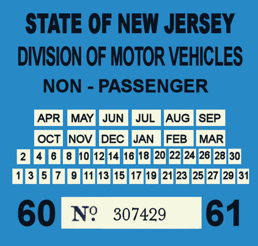 1960 New Jersey INSPECTION Sticker : Bob Hoyts Classic Inspection ...