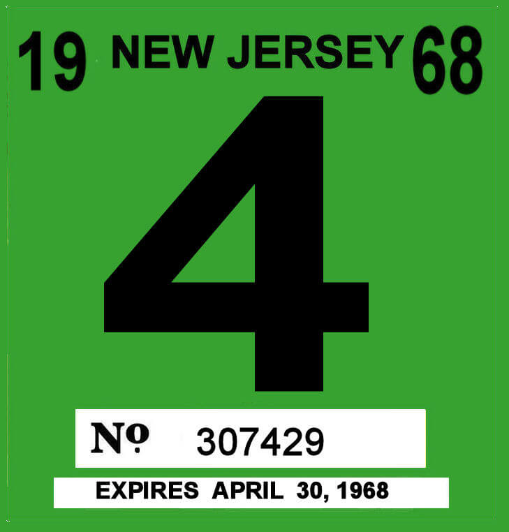 1968 New Jersey INSPECTION Sticker : Bob Hoyts Classic Inspection ...