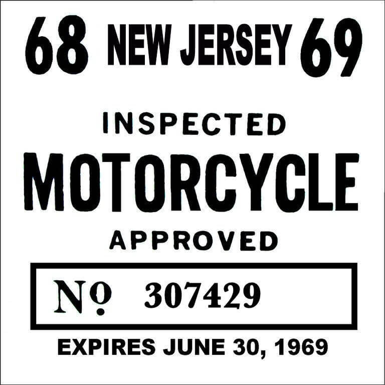 New Jersey Cycle 1968 Inspection Sticker : Bob Hoyts Classic Inspection ...