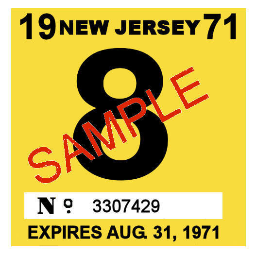 1971 New Jersey INSPECTION Sticker : Bob Hoyts Classic Inspection ...