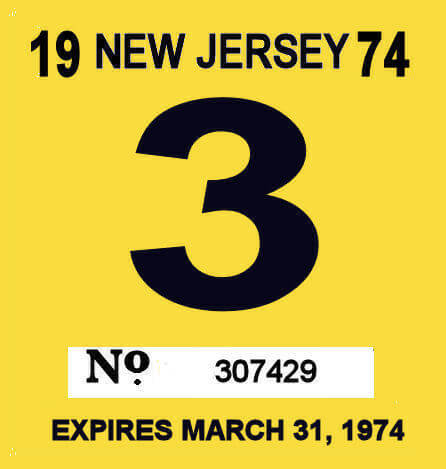 1974 New Jersey INSPECTION Sticker : Bob Hoyts Classic Inspection ...