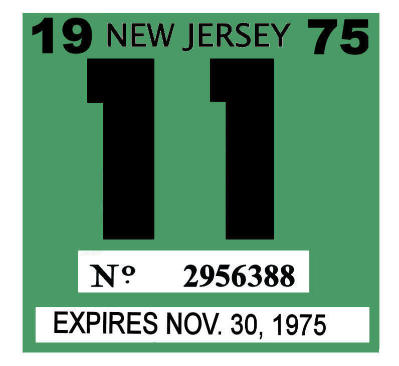 1975 New Jersey INSPECTION Sticker : Bob Hoyts Classic Inspection ...