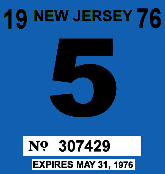 1976 New Jersey Inspection Sticker : Bob Hoyts Classic Inspection ...