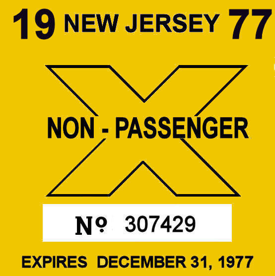 1977 New Jersey COMMERCIAL Inspection Sticker : Bob Hoyts Classic ...