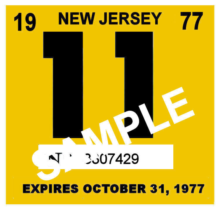 1977 New Jersey INSPECTION Sticker : Bob Hoyts Classic Inspection ...