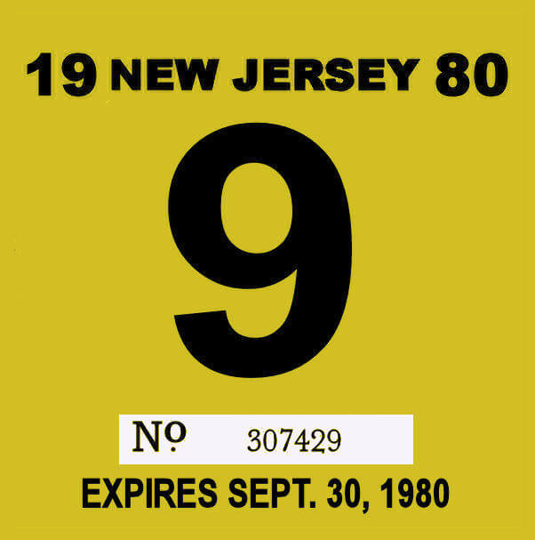 1980 New Jersey INSPECTION Sticker : Bob Hoyts Classic Inspection ...