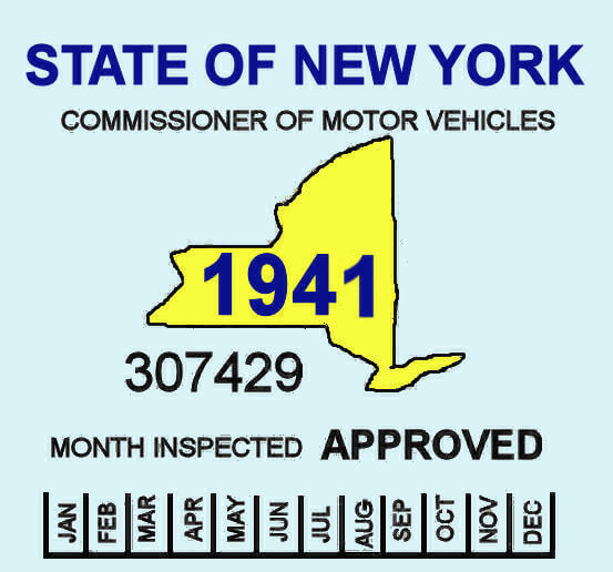1941 New York Safety inspection Sticker : Bob Hoyts Classic Inspection ...
