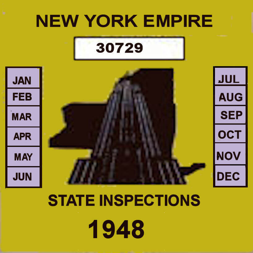 1948 New York Safety Check Inspection Sticker : Bob Hoyts Classic ...