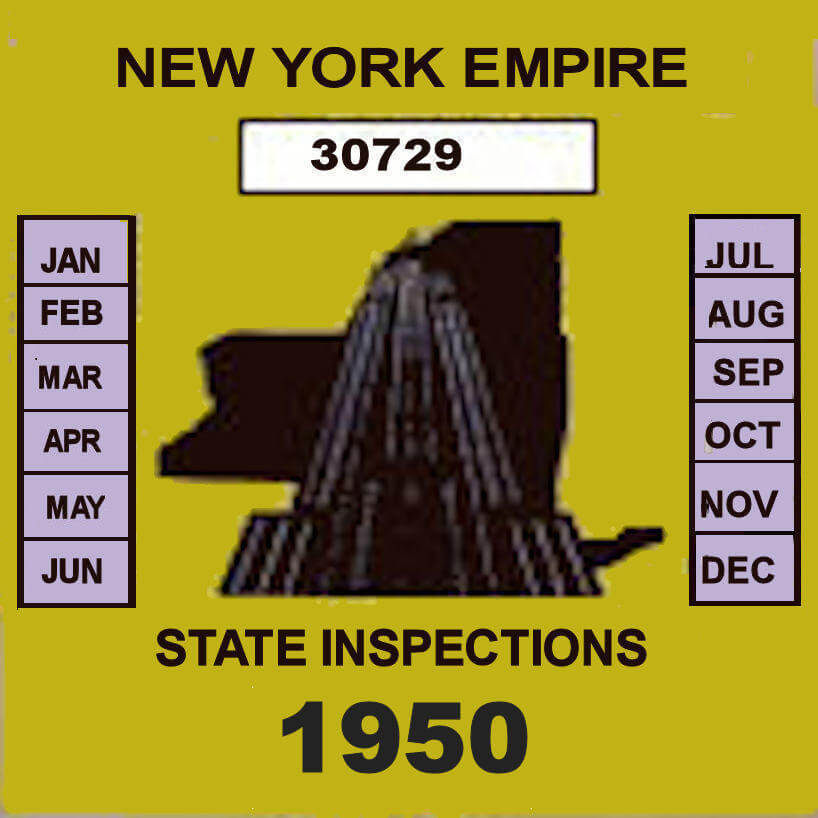 1950 New York Safety Check Inspection sticker : Bob Hoyts Classic ...