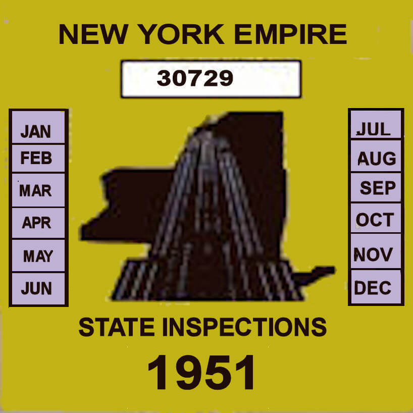 1951 New York Safety Check Inspection Sticker : Bob Hoyts Classic ...