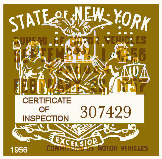 1956 New York Inspection Sticker : Bob Hoyts Classic Inspection ...