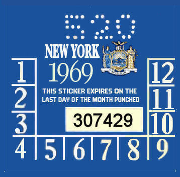 1969 New York INSPECTION Sticker : Bob Hoyts Classic Inspection ...
