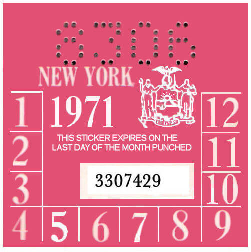 1971 New York INSPECTION Sticker : Bob Hoyts Classic Inspection ...