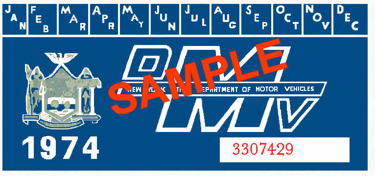 1974 New York INSPECTION Sticker : Bob Hoyts Classic Inspection ...