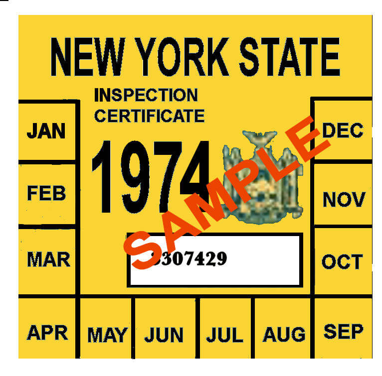 1974 New York INSPECTION Sticker : Bob Hoyts Classic Inspection ...