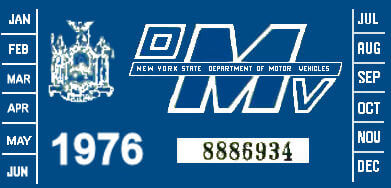 1976 New York REGISTRATION Sticker : Bob Hoyts Classic Inspection ...