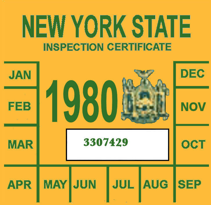 1980 New York INSPECTION Sticker : Bob Hoyts Classic Inspection ...