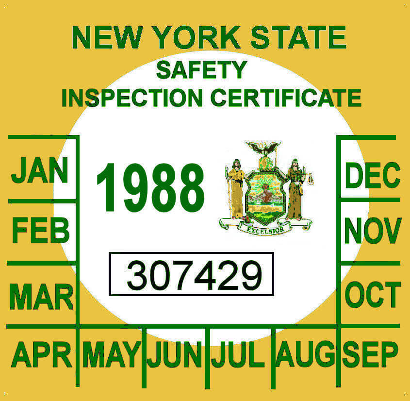 1988 New York Inspection sticker : Bob Hoyts Classic Inspection ...
