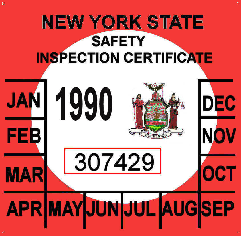 1990 New York inspection sticker : Bob Hoyts Classic Inspection ...