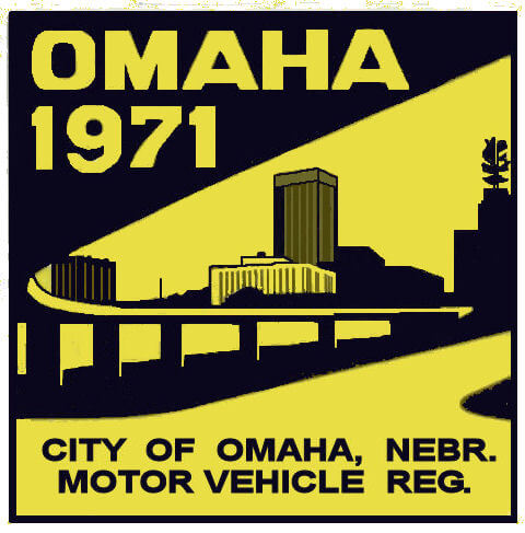 1971 Nebraska Omaha Registration sticker : Bob Hoyts Classic Inspection ...