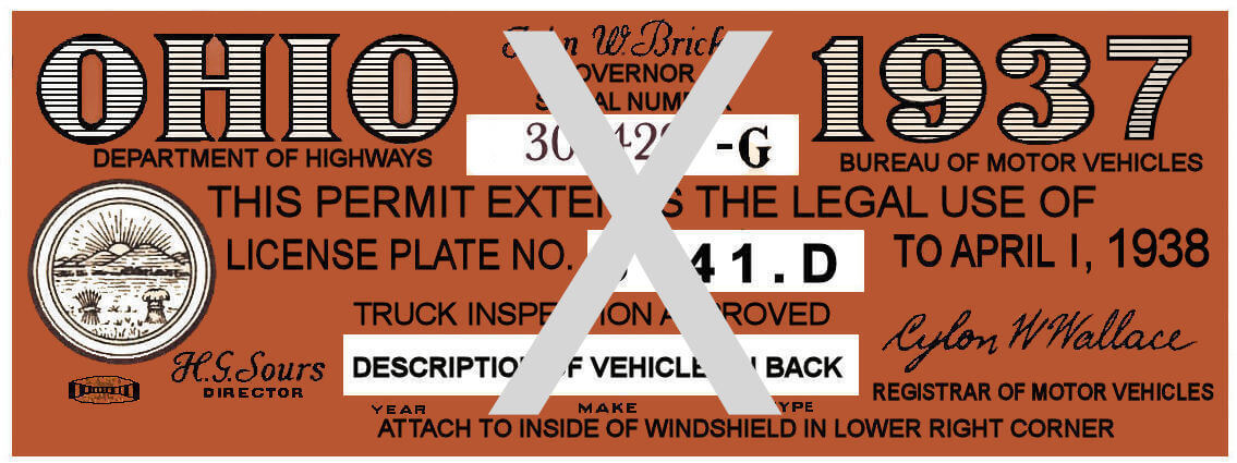 1937 Ohio Truck Inspection Registration sticker : Bob Hoyts Classic ...