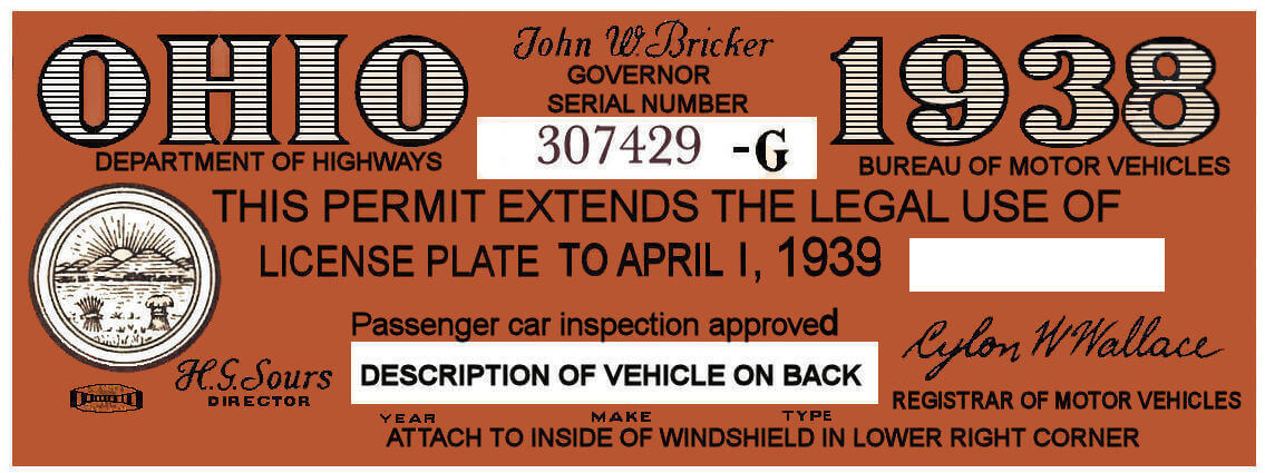 1938 Ohio tax inspection sticker : Bob Hoyts Classic Inspection ...