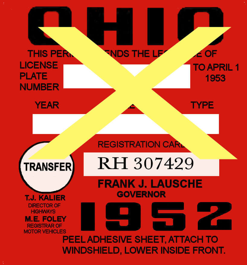 1952 Ohio Registration/inspection sticker TRUCKS : Bob Hoyts Classic ...