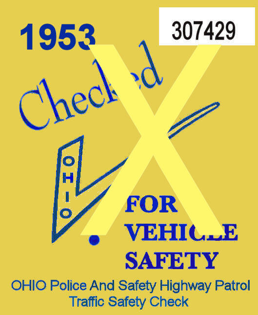 1953 Ohio Safety check sticker : Bob Hoyts Classic Inspection Stickers ...