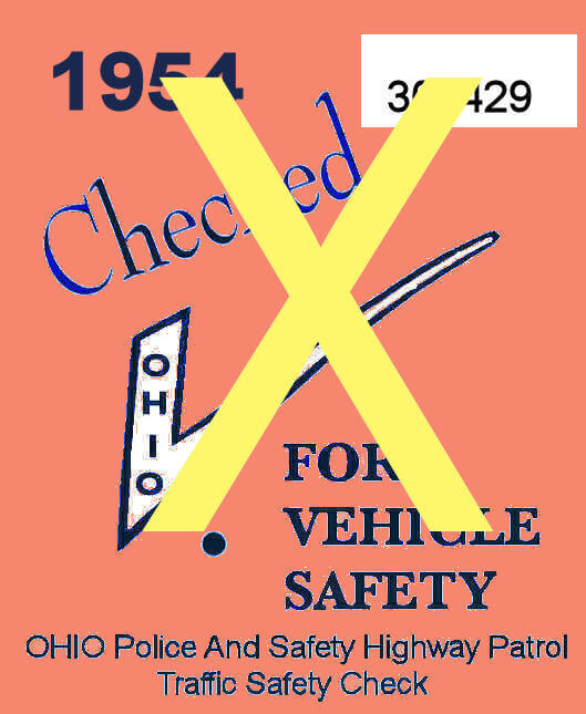 1954 Ohio Safety check sticker : Bob Hoyts Classic Inspection Stickers ...