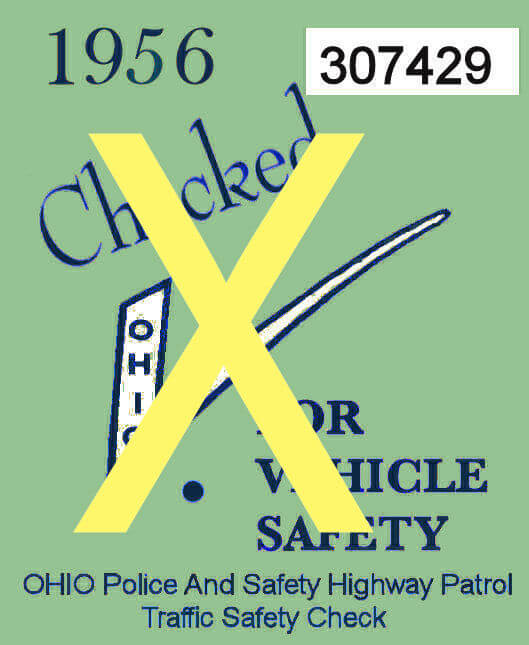 1956 Ohio Safety Inspection sticker : Bob Hoyts Classic Inspection ...