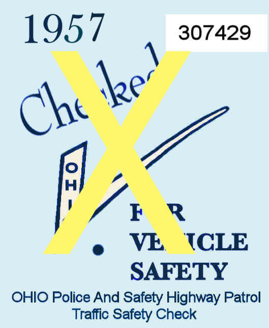 1957 Ohio Safety check sticker : Bob Hoyts Classic Inspection Stickers ...