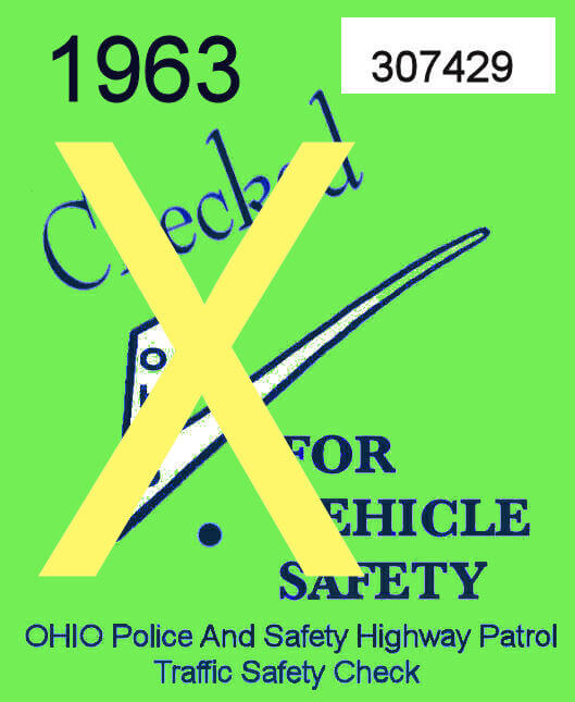 1963 Ohio Safety Inspection Sticker : Bob Hoyts Classic Inspection ...